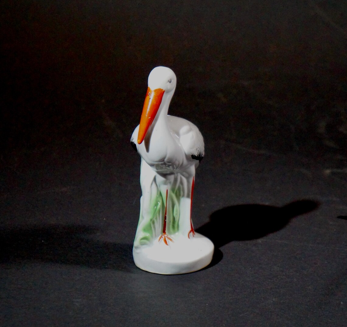 Stork Figurine Porcelain Bird Statues Stork Figure - Etsy