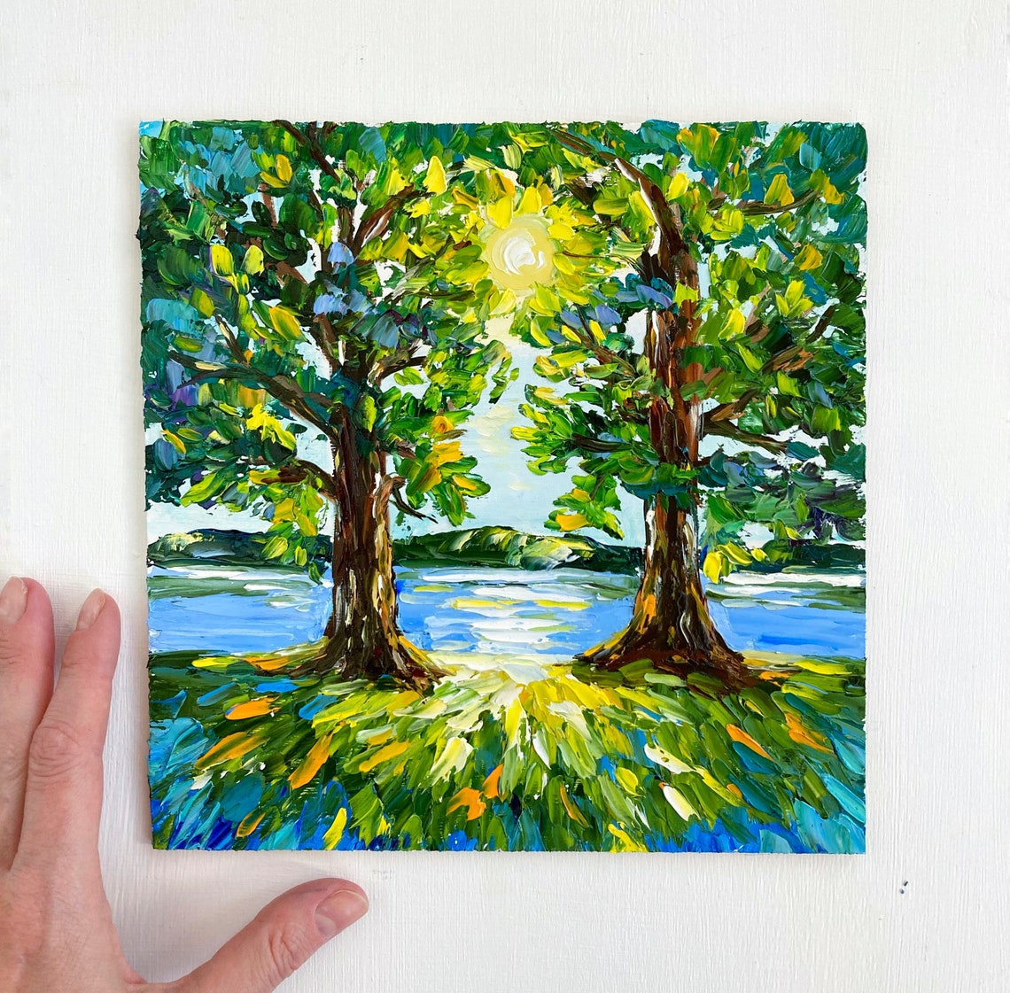 Oak Trees Painting Original Artwork Landscape Wall Art | Etsy