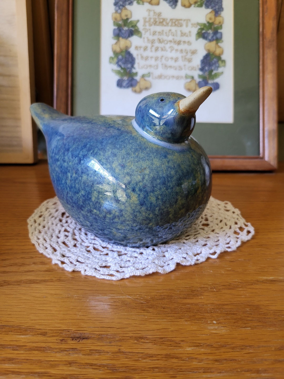 Vintage Blue/green Pottery Bird - Etsy
