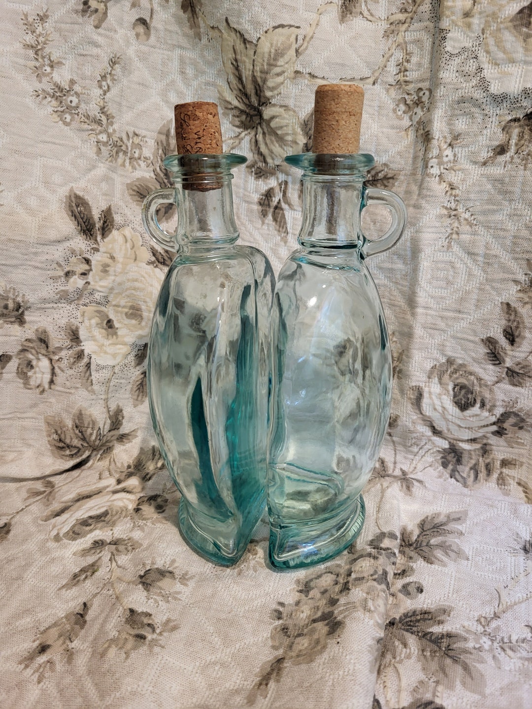 Vetreria Etrusca of Italy Aqua Green Oil/vinegar With Cork - Etsy