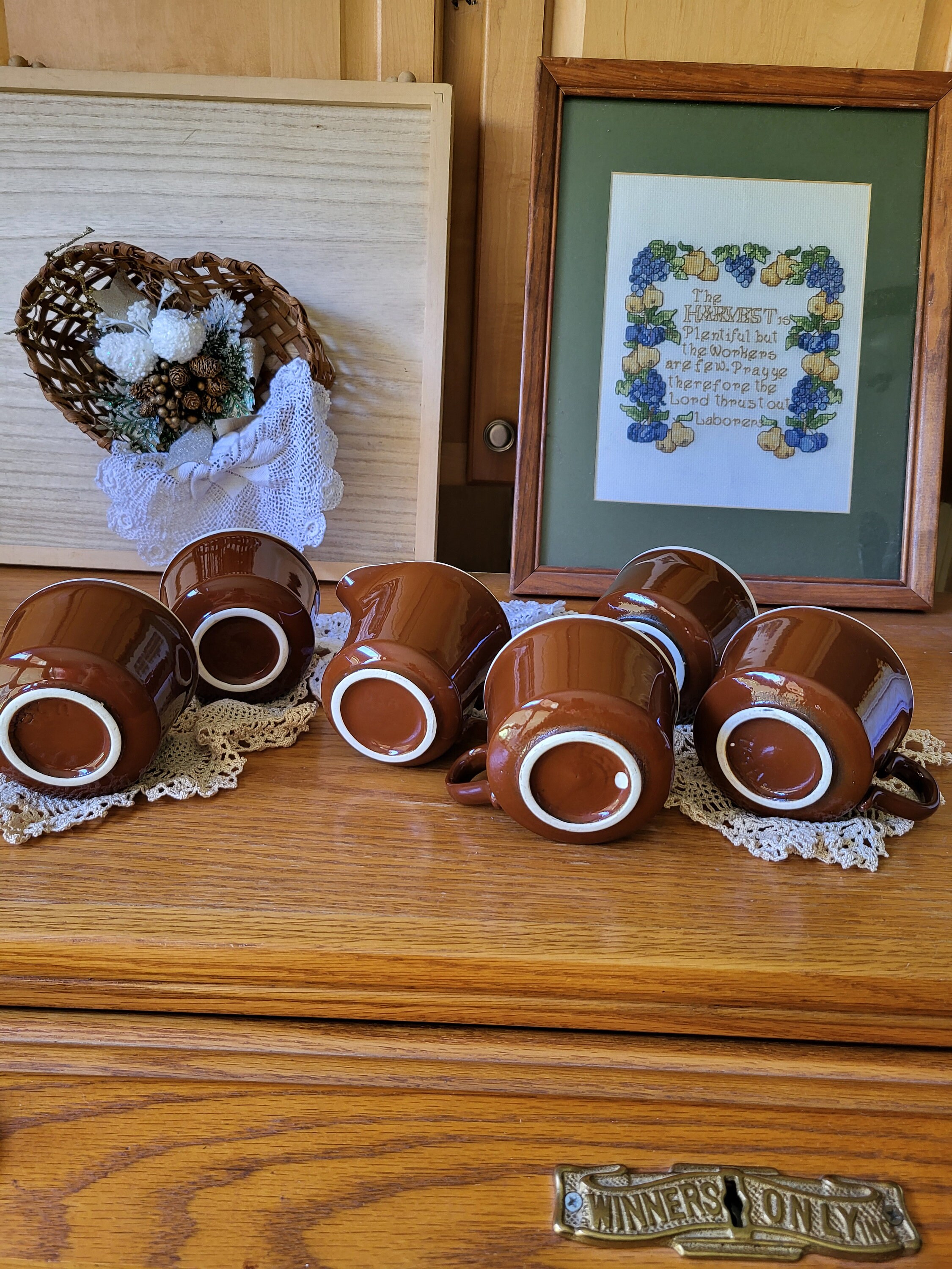 60s USA Pottery Cups and Creamer - Etsy