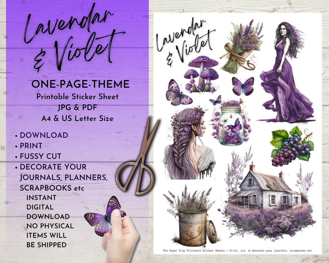 ONE PAGE THEME - "lavender and Violet" Digital Download Print & Fussy ...