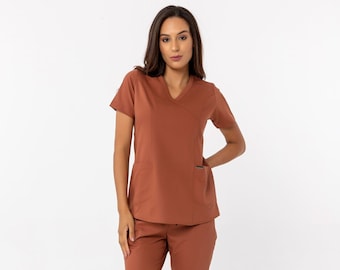 Comfortable Powder Color Scrub Set, Nurse Uniform, Elasticated Doctor ...