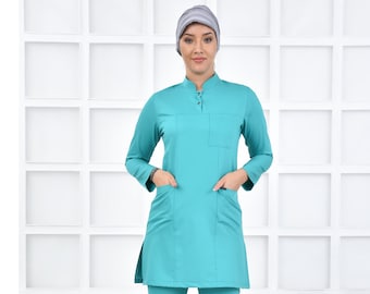 Muslim Scrubs Uniform Turquoise Green Nurse Uniform Dentist | Etsy