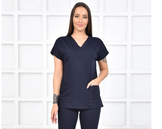 Dark Blue Scrub Uniform With Personalizationadd Your Own - Etsy