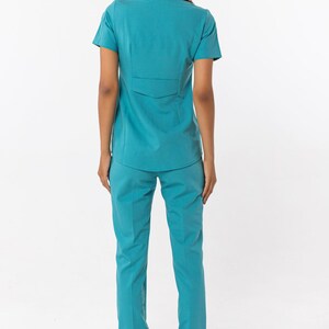 Comfortable Turquoise Green Scrub Set, Nurse Uniform, Elasticated ...