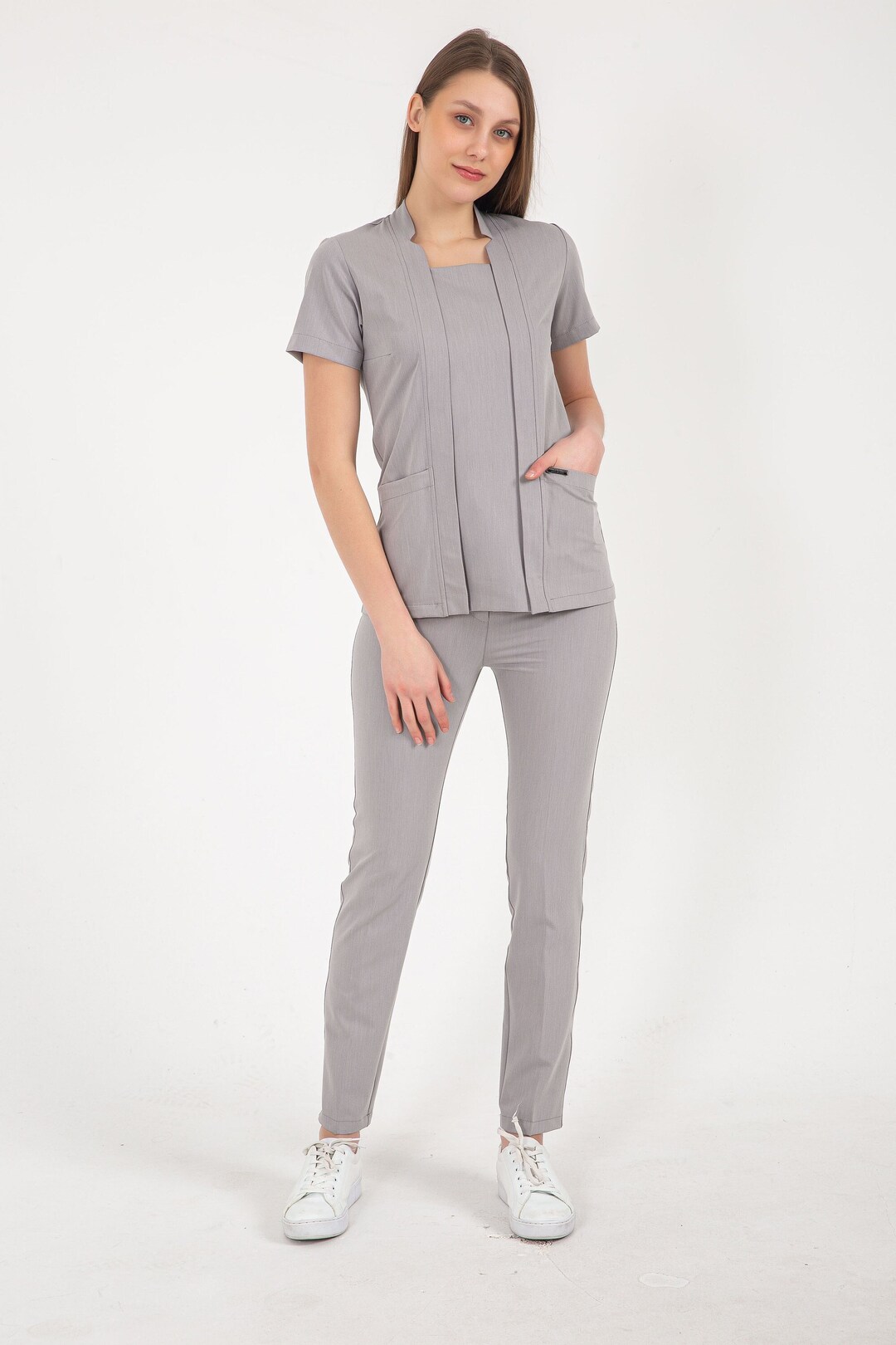 Cloud Gray Scrub Set,nurse Scrub, Scrub Tops, Scrub Set Woman,soft ...