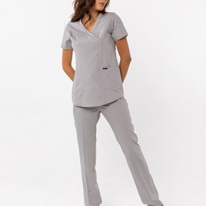 Comfortable Light Grey Scrub Set, Nurse Uniform,elasticated Doctor ...