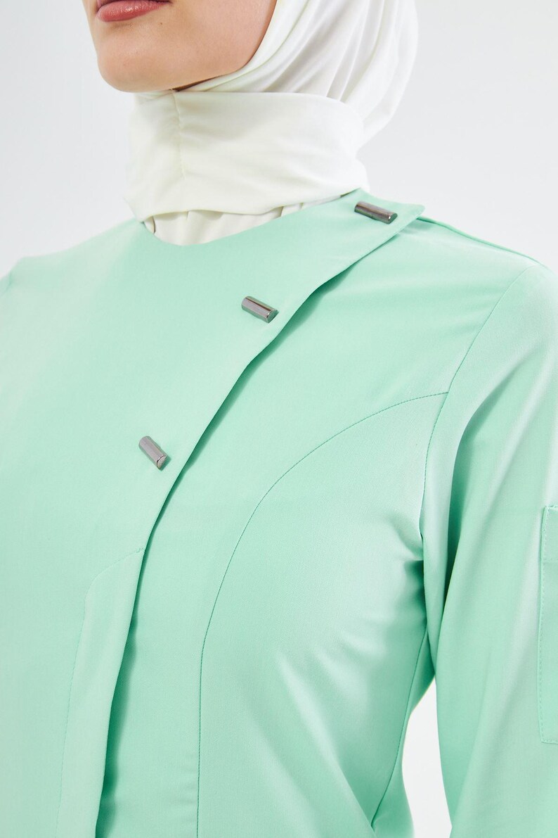 Modest Mint Green Scrubs - Long Sleeve Medical Uniform for Professional ...