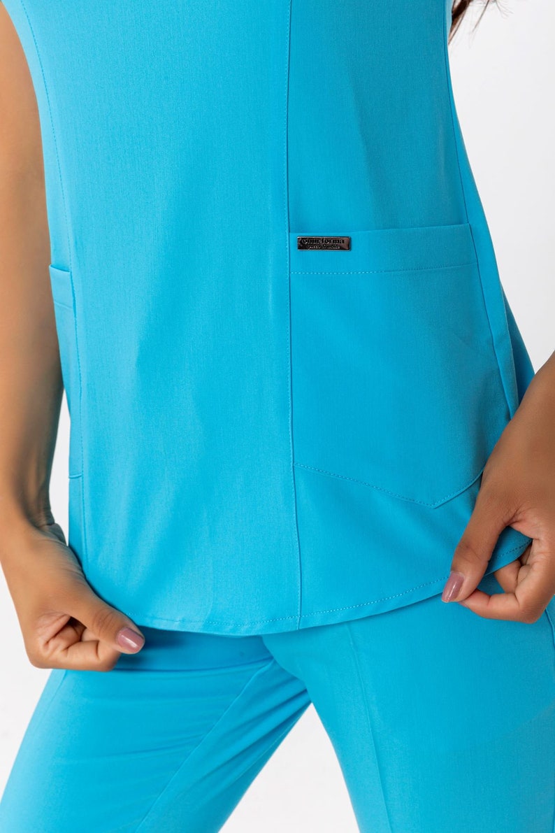 Comfortable Turquoise Blue Scrub Set Nurse Uniform - Etsy
