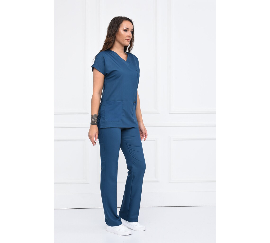 Nurse Scrubs Top Only, Personalized Customizable Embroidered Women's ...