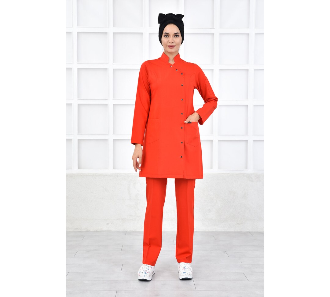 Muslim Scrubs Uniform, Red Nurse Uniform, Dentist Doctor Medical ...