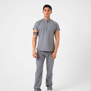 Modern Stone Gray Men's Scrub Set - Comfortable and Functional Medical ...