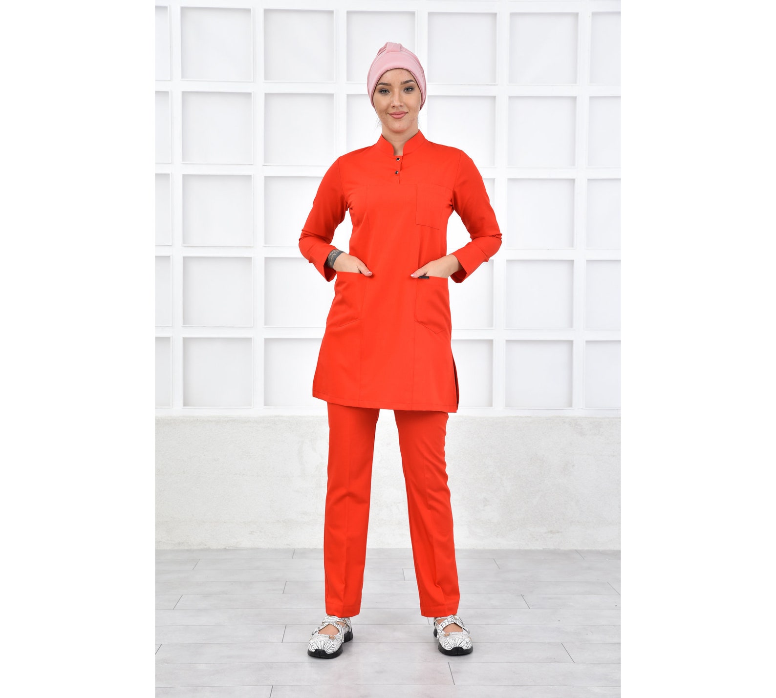 Muslim Scrubs Uniform Red Nurse Uniform Dentist Doctor | Etsy