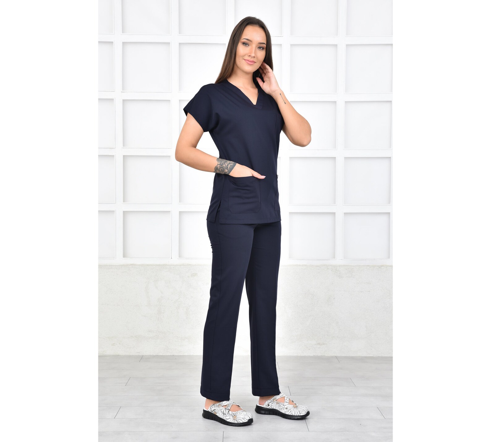 Dark Blue Scrub Uniform With Personalization, add Your Own Name and ...