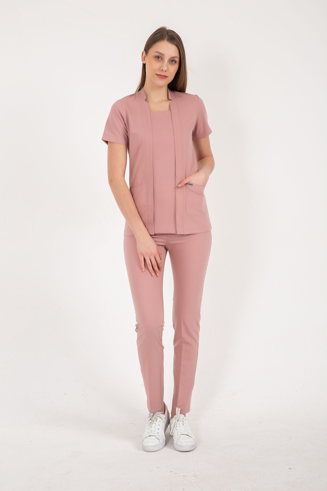 Powder Pink Scrub Set,nurse Scrub, Scrub Tops, Scrub Set Woman,soft ...
