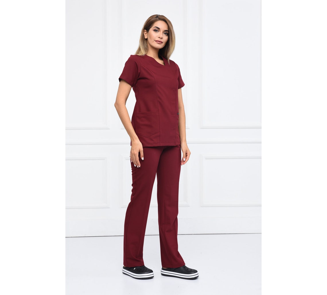 Personalized Embroidered Dark Burgundy Scrub for Medical - Etsy