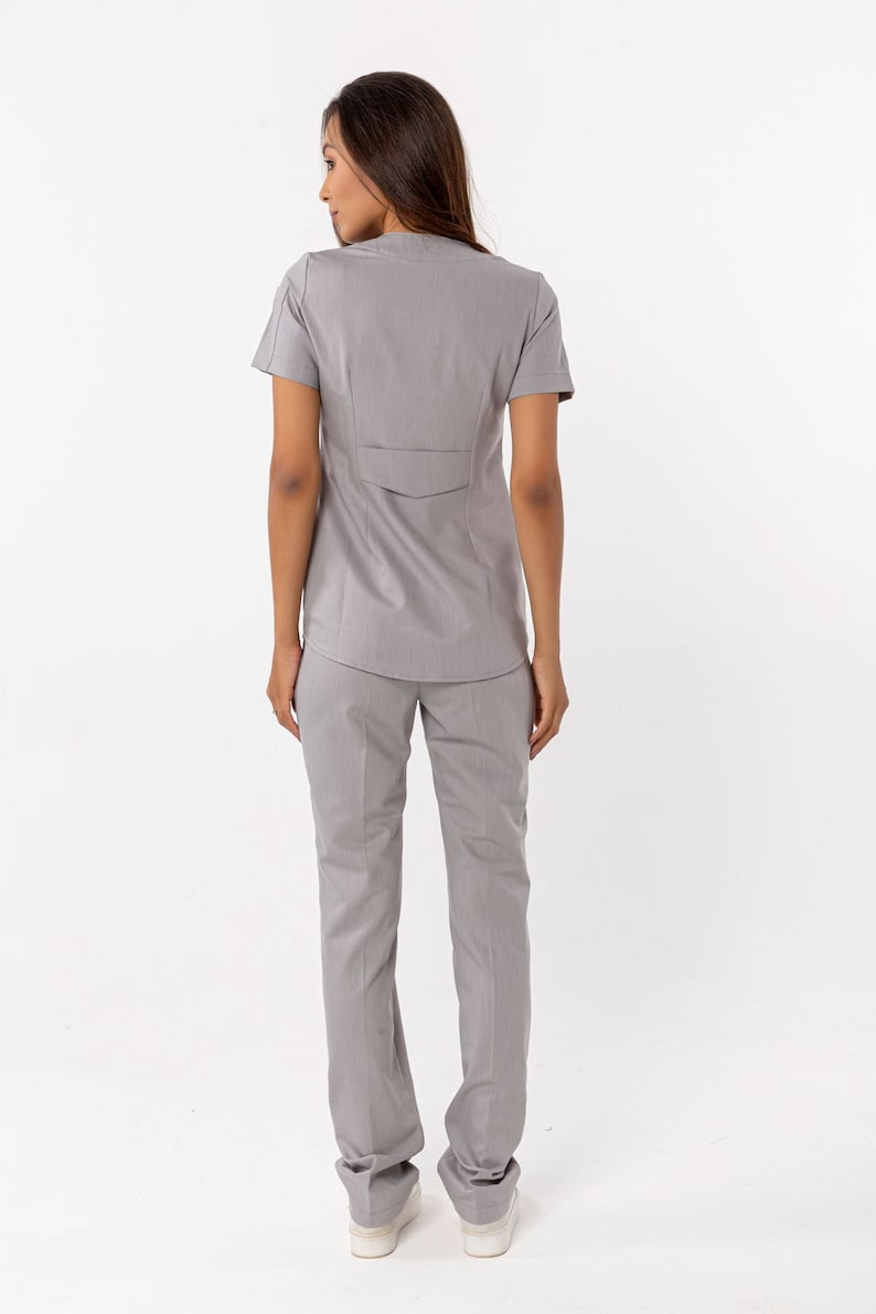 Comfortable Light Grey Scrub Set, Nurse Uniform,elasticated Doctor ...