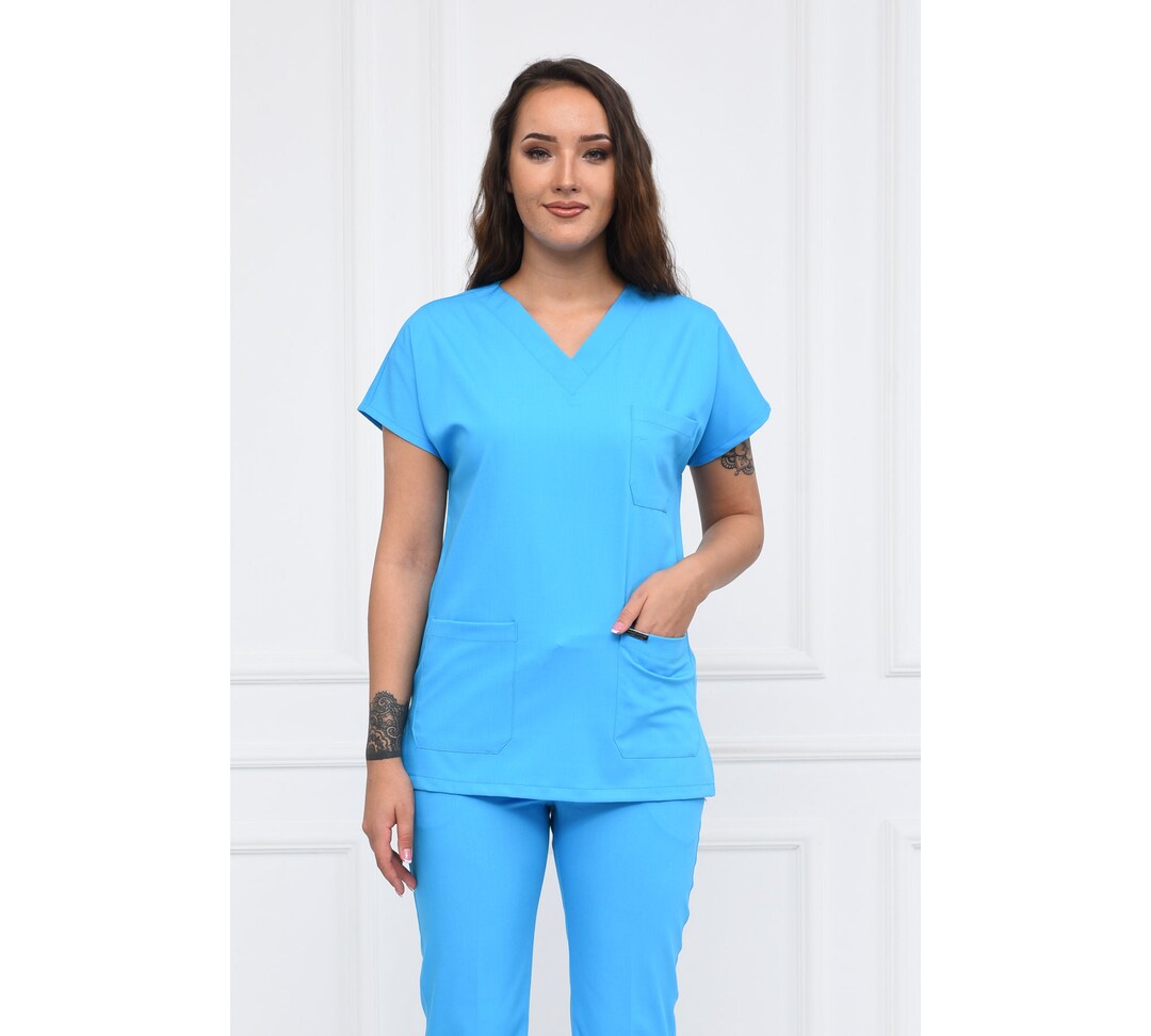 Nurse Scrubs Top Only, Personalized Customizable Embroidered Women's ...