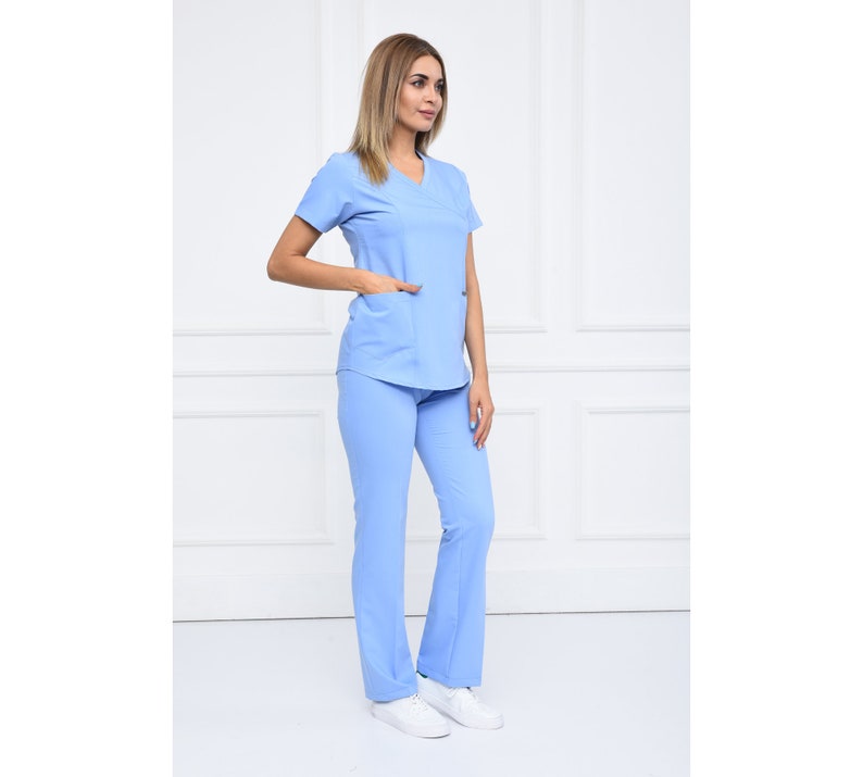 Personalized Embroidered Baby Blue Color Scrub for Medical Professional ...