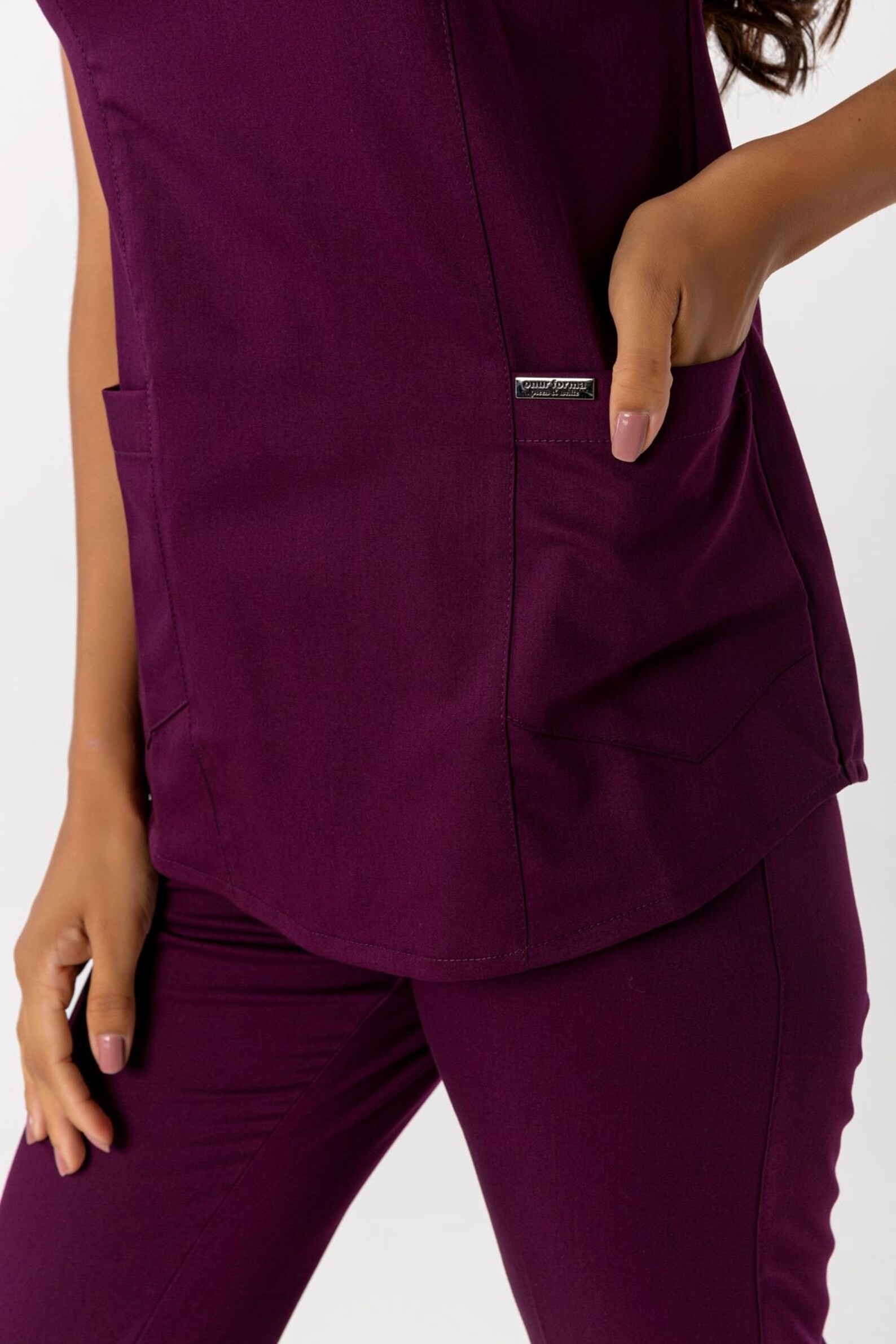 Comfortable Damson Plum Scrub Set, Nurse Uniform, Elasticated Doctor ...