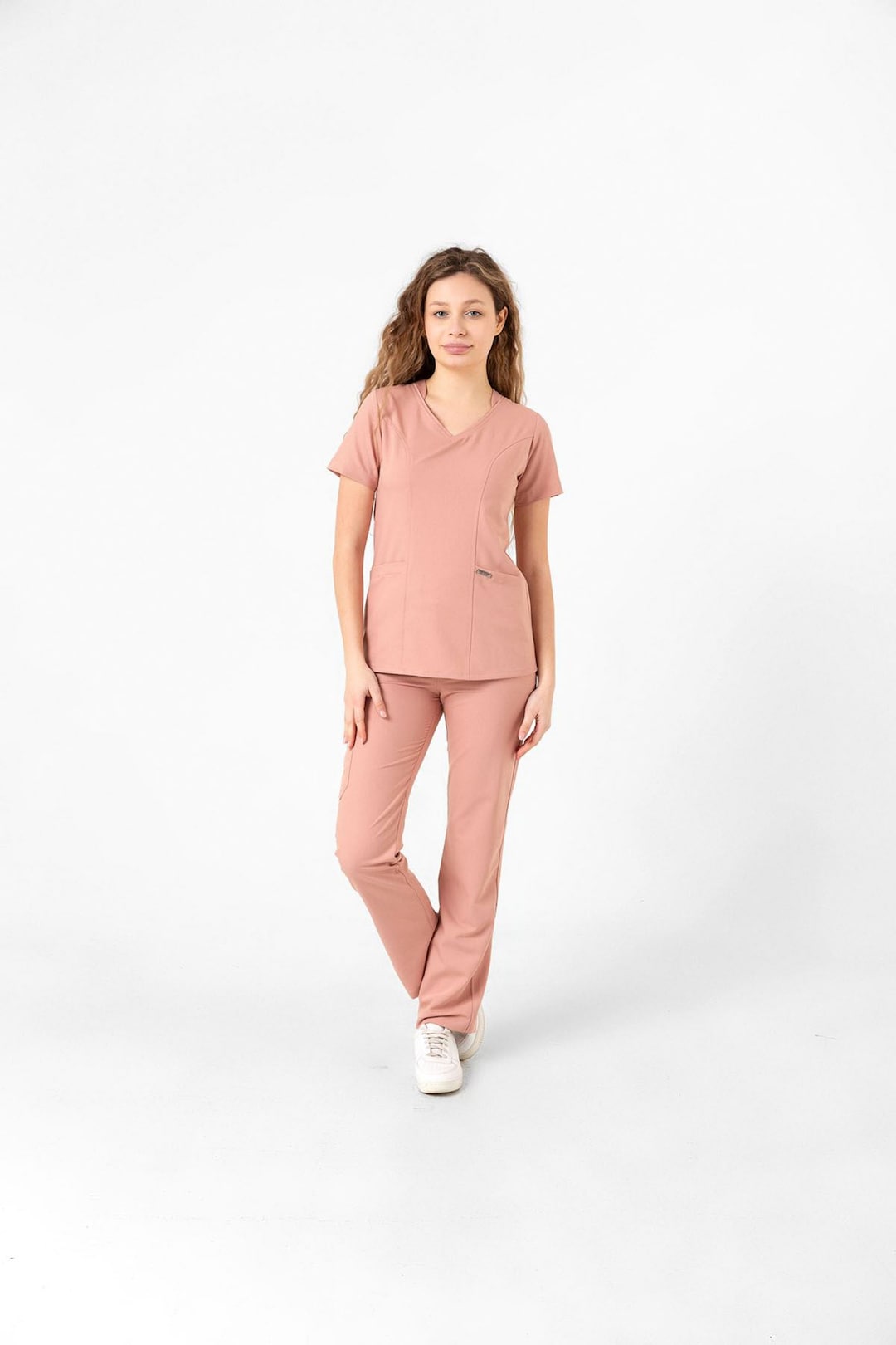 Powder Pink Scrub Set, Nurse Scrub, Scrub Tops, Scrub Set Woman, Soft ...