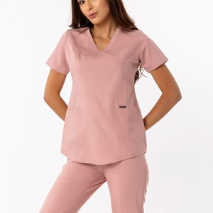 Comfortable Powder Color Scrub Set, Nurse Uniform, Elasticated Doctor ...