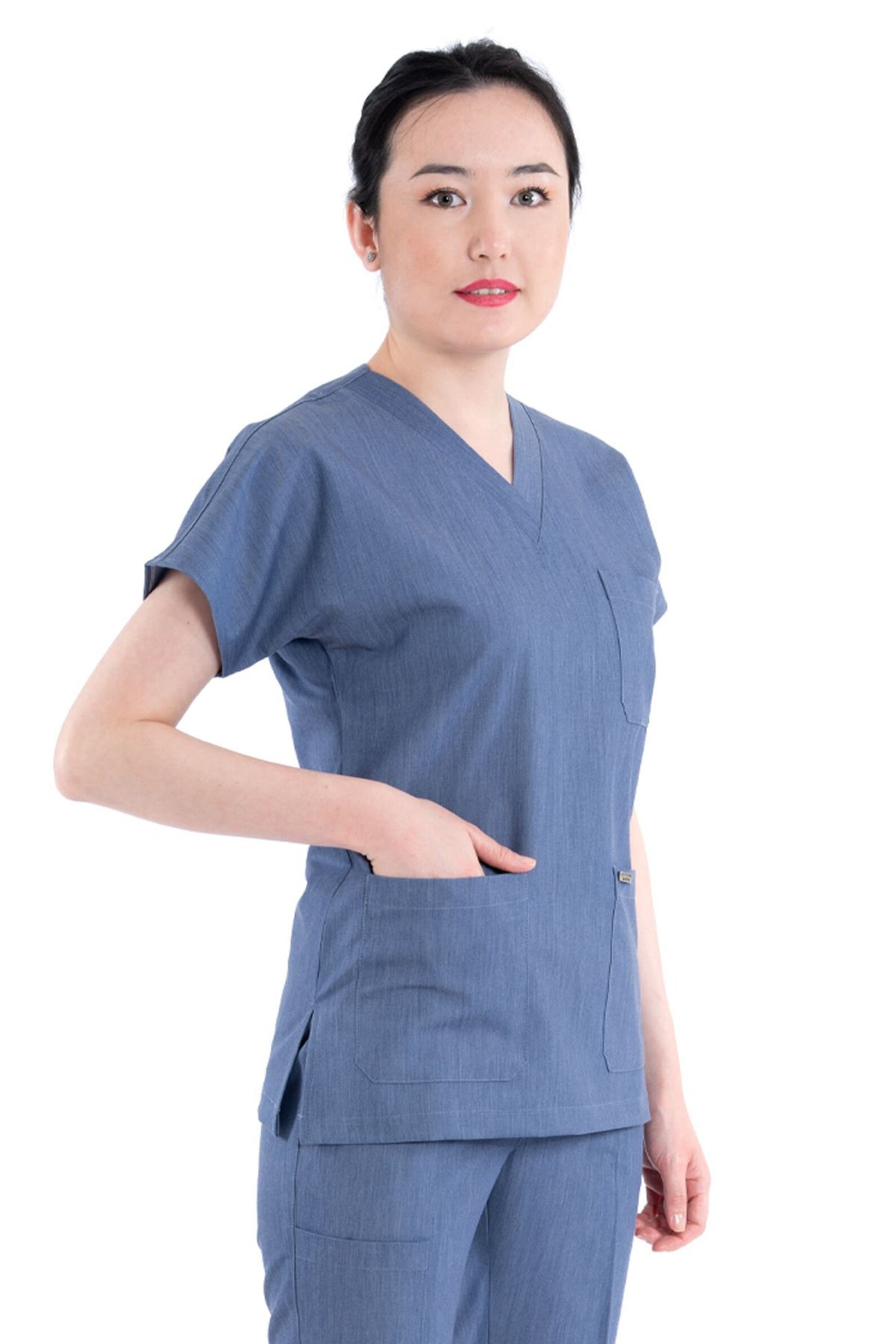 Denim Color Nurse Scrub Top Only, Medical Uniform, Personalized Nurse ...