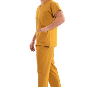 Men's Mustard Yellow Scrub Set, Easy Care Nurse Uniform, Custom Scrub ...