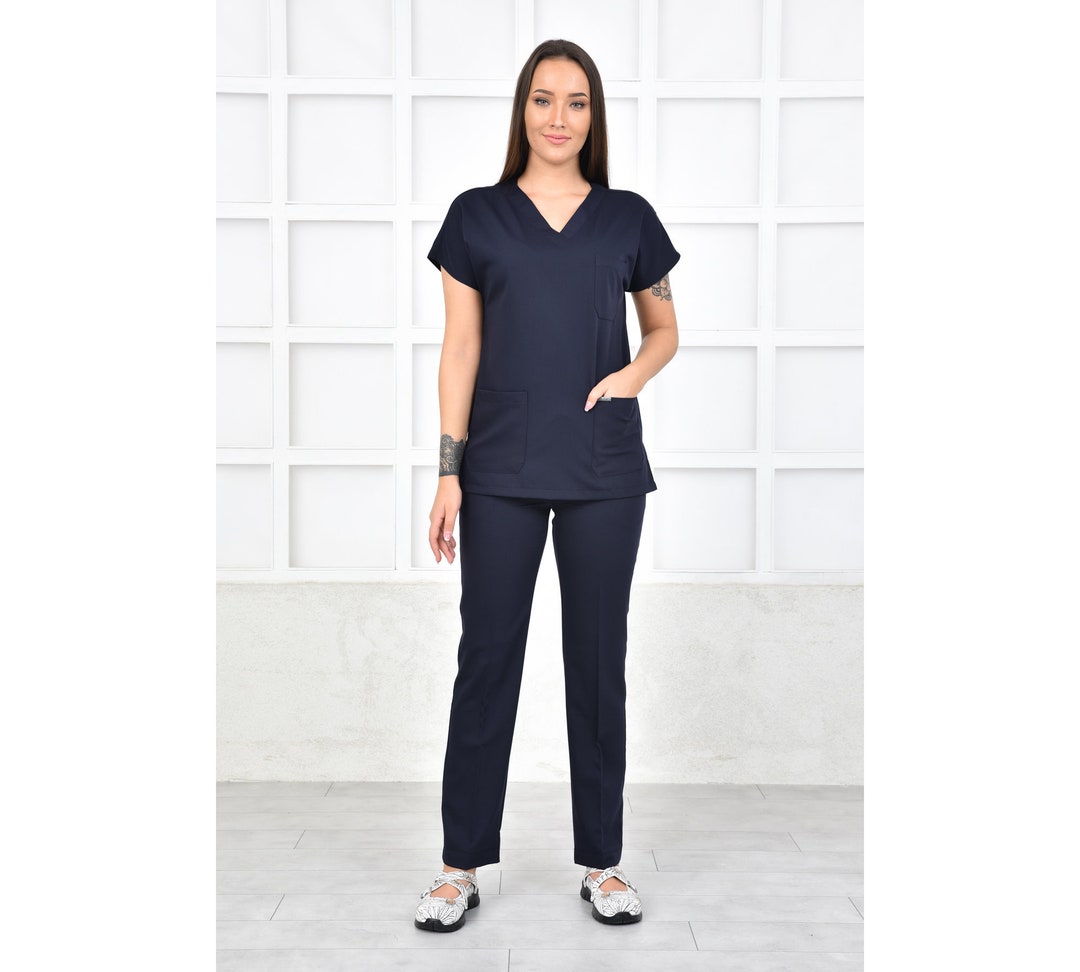 Dark Blue Scrub Uniform With Personalization, add Your Own Name and ...