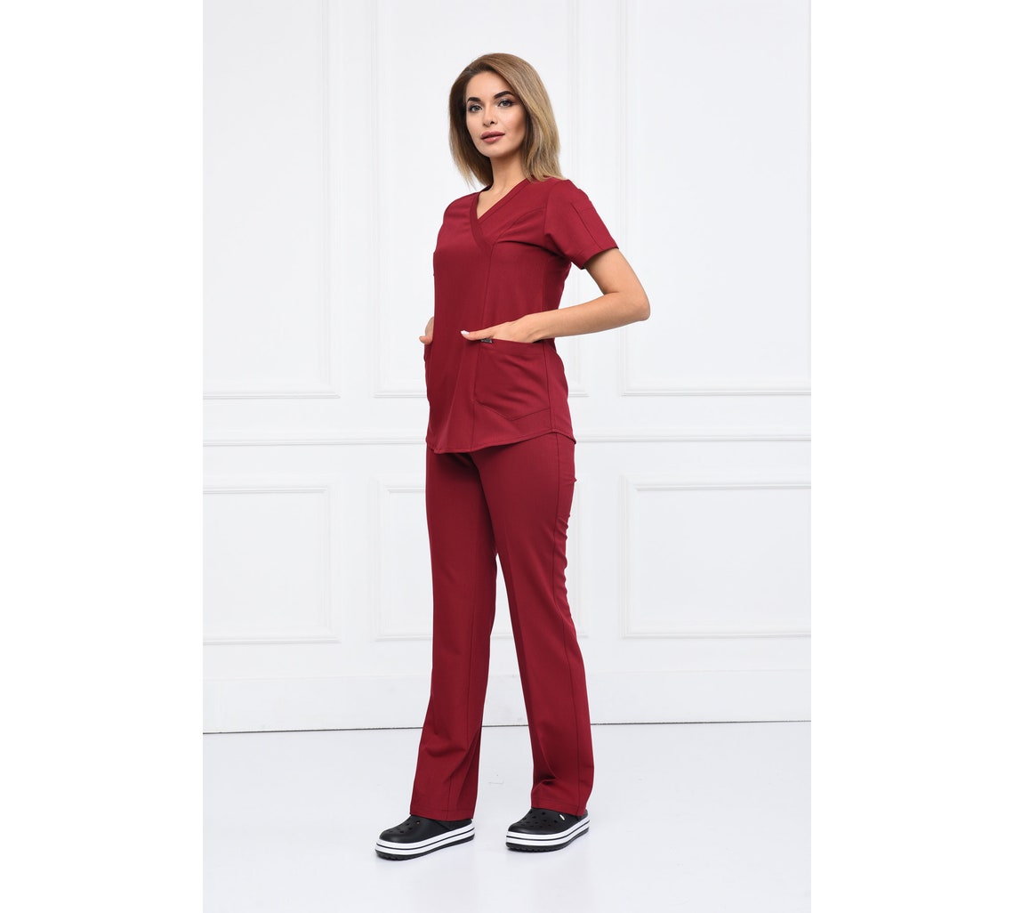 Personalized Embroidered Light Burgundy Scrub for Medical Professional ...