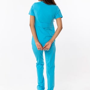 Comfortable Turquoise Blue Scrub Set, Nurse Uniform, Elasticated Doctor ...
