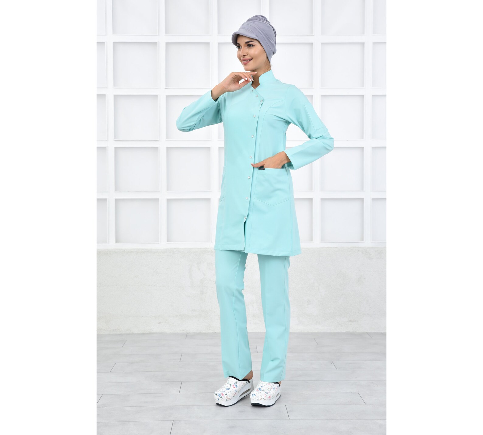 Muslim Scrubs Uniform, Light Watergreen Nurse Uniform, Dentist Doctor ...