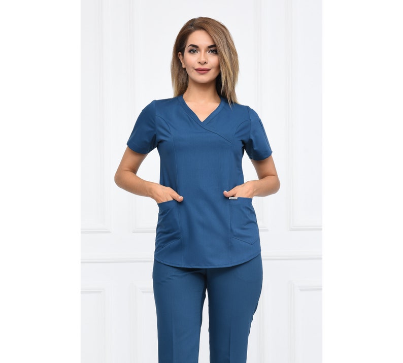 Nurse Scrubs Top Only, Personalized Customizable Embroidered Women's ...