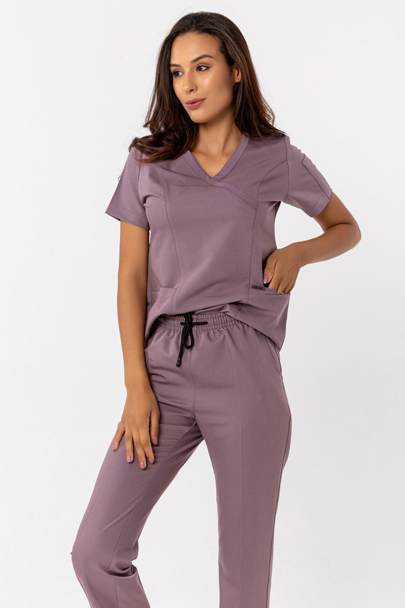 Comfortable Lilac Scrub Set Nurse Uniformelasticated Doctor - Etsy