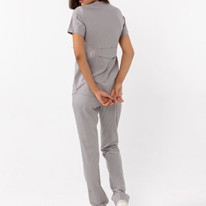 Comfortable Light Grey Scrub Set, Nurse Uniform,elasticated Doctor ...