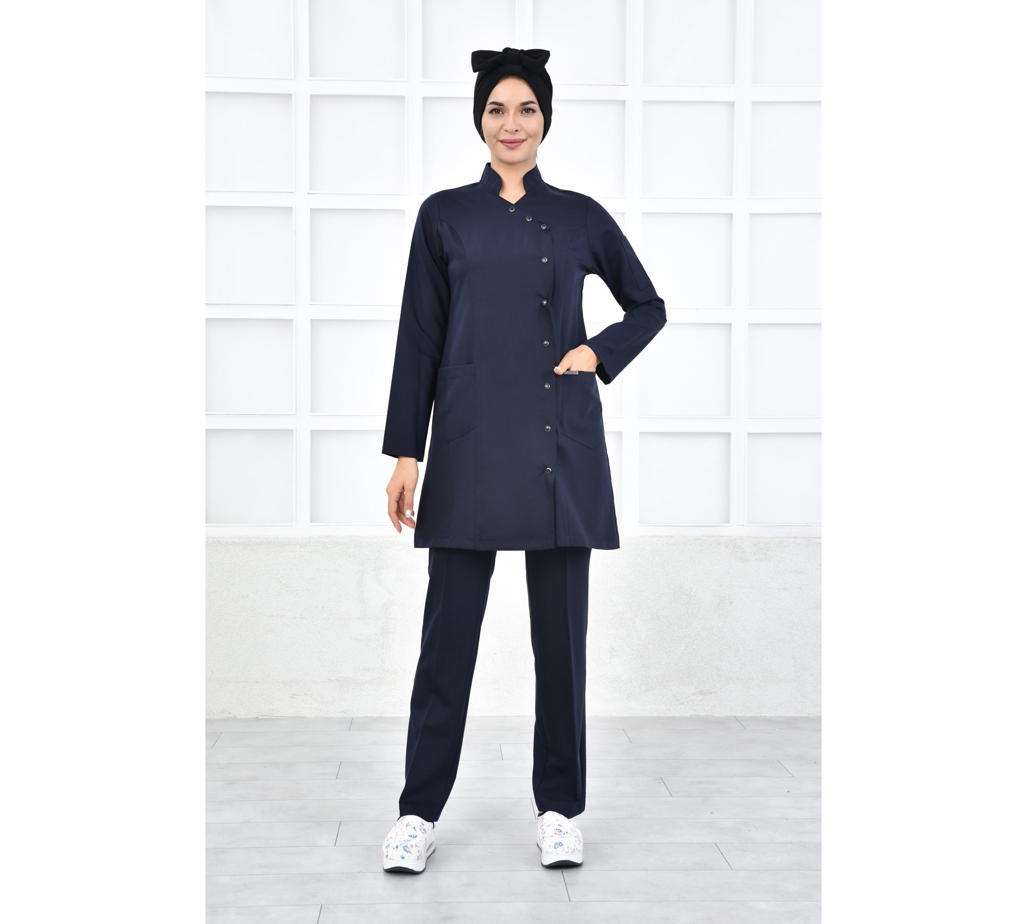Muslim Scrubs Uniform, Dark Blue Nurse Uniform, Dentist Doctor Medical ...