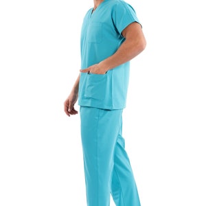 Men's Turquoise Green Scrub Set, Easy Care Nurse Uniform, Custom Scrub ...