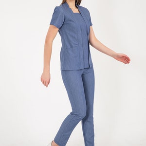 Denim Color Scrub Set,nurse Scrub, Scrub Tops, Scrub Set Woman, Scrub ...