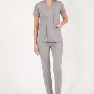 Cloud Gray Scrub Set,nurse Scrub, Scrub Tops, Scrub Set Woman,soft ...