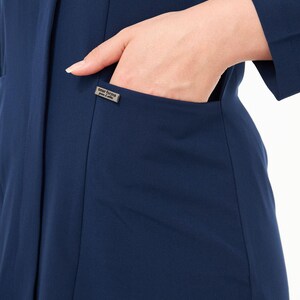 Hijab-friendly Scrub Set - Long Sleeve Navy Blue Medical Uniform for ...