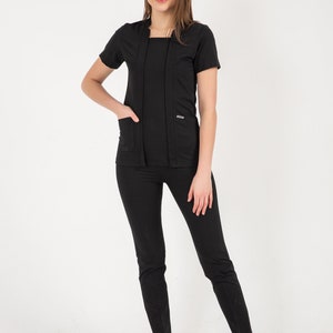 Comfortable Black Scrub Set,nurse Scrub, Scrub Tops, Scrub Set Woman ...