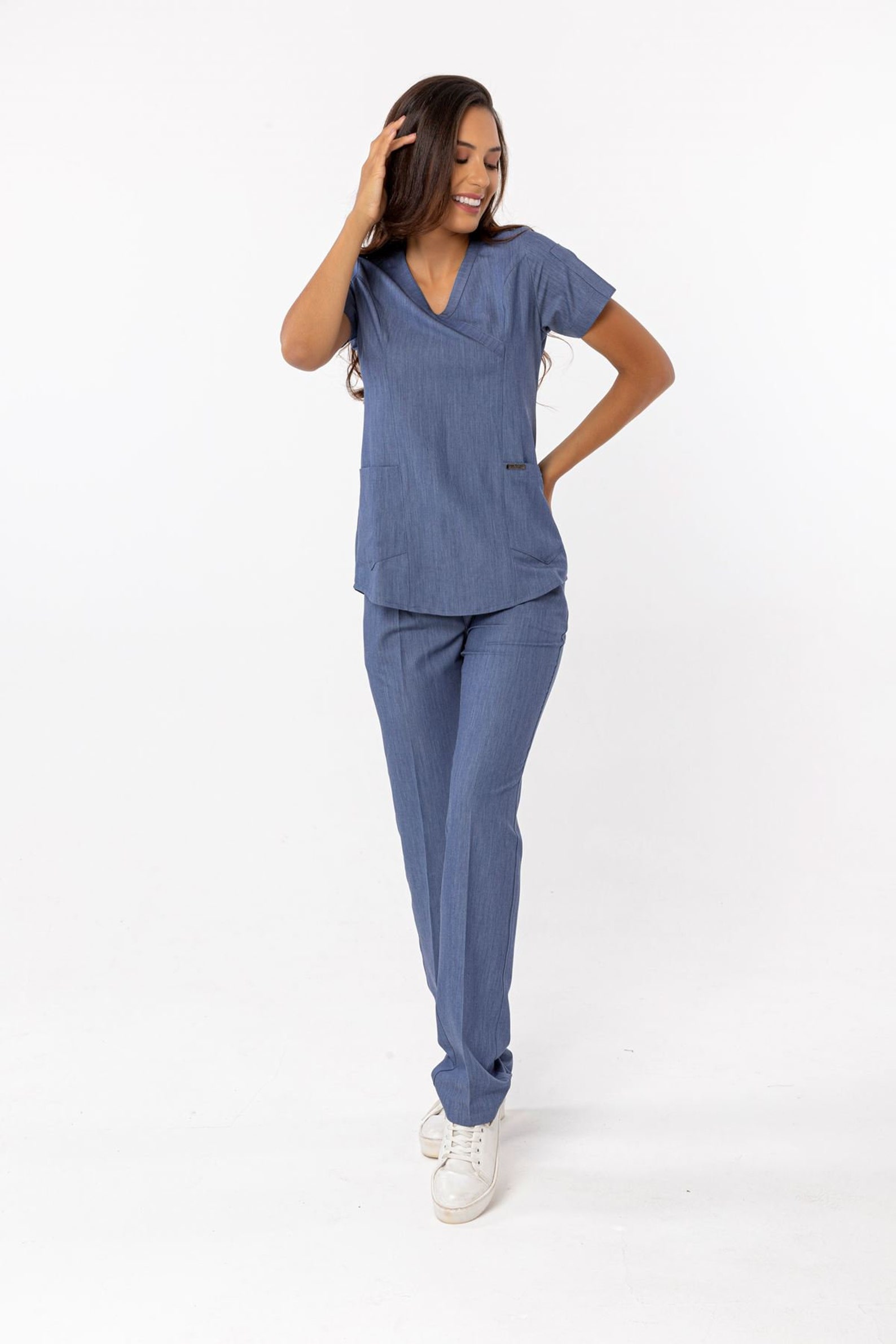 Comfortable Denim Color Scrub Set Nurse Uniformelasticated - Etsy