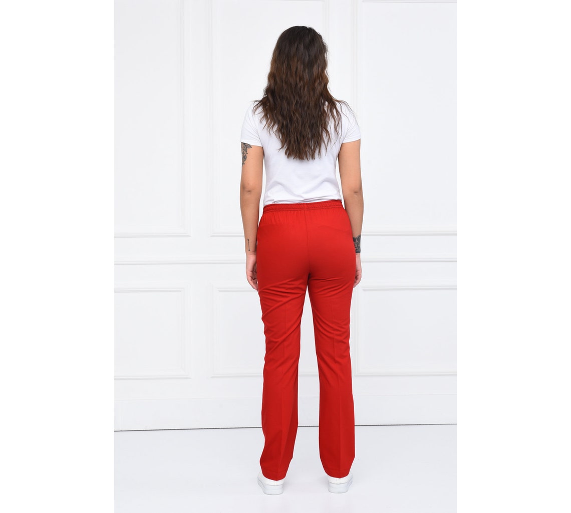 Nurse Doctor Scrubs Bottom, Red Medical Scrub Pants for Women ...
