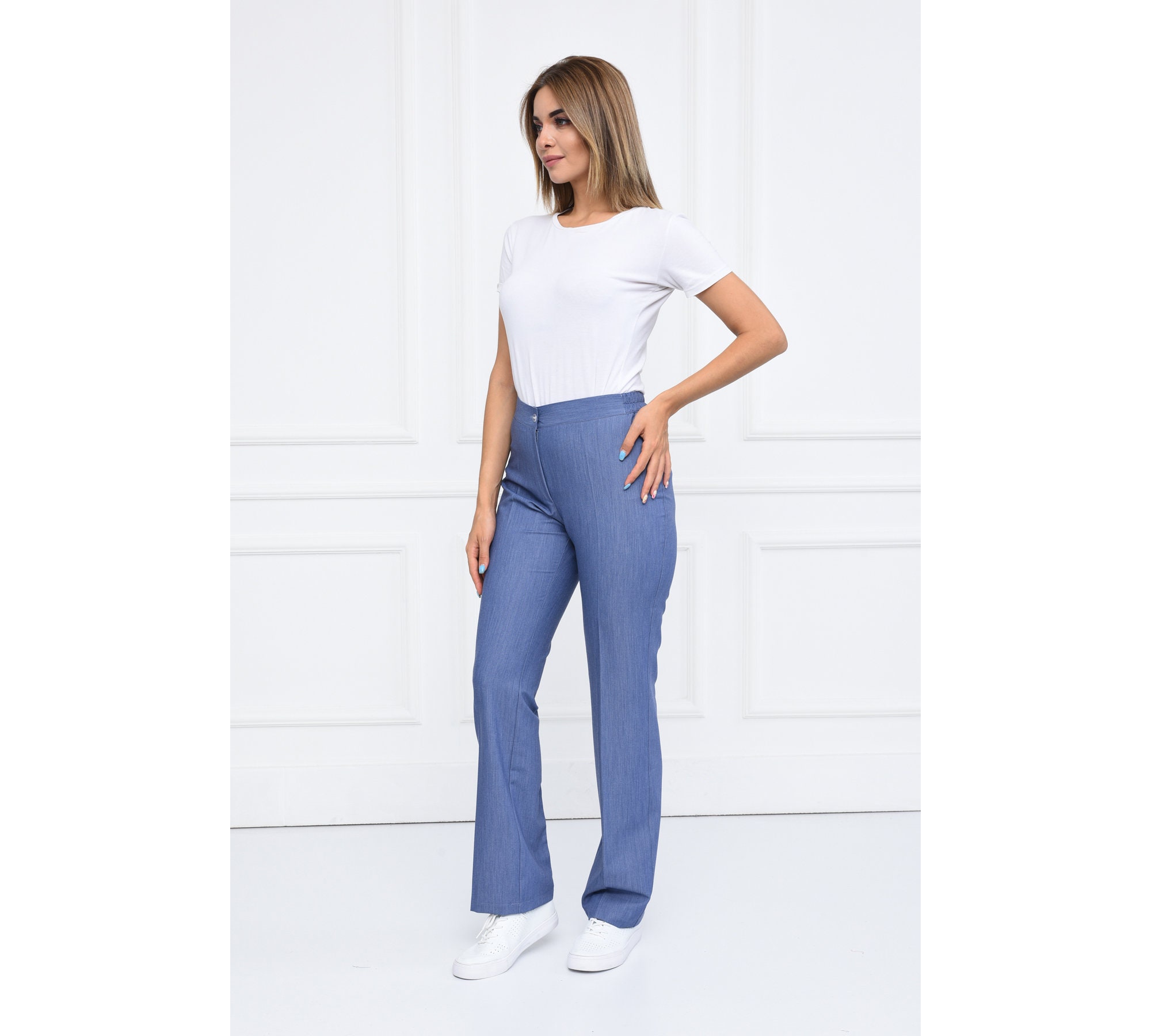 Add Your Own Text Embroidery to Scrub Uniforms Denim Color - Etsy