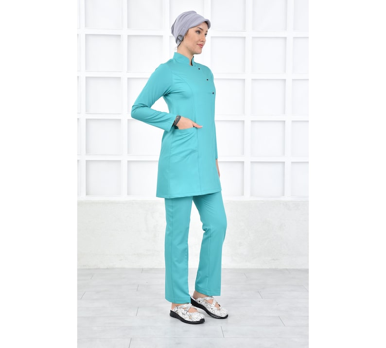 Muslim Scrubs Uniform, Turquoise Green Nurse Uniform, Dentist Doctor ...