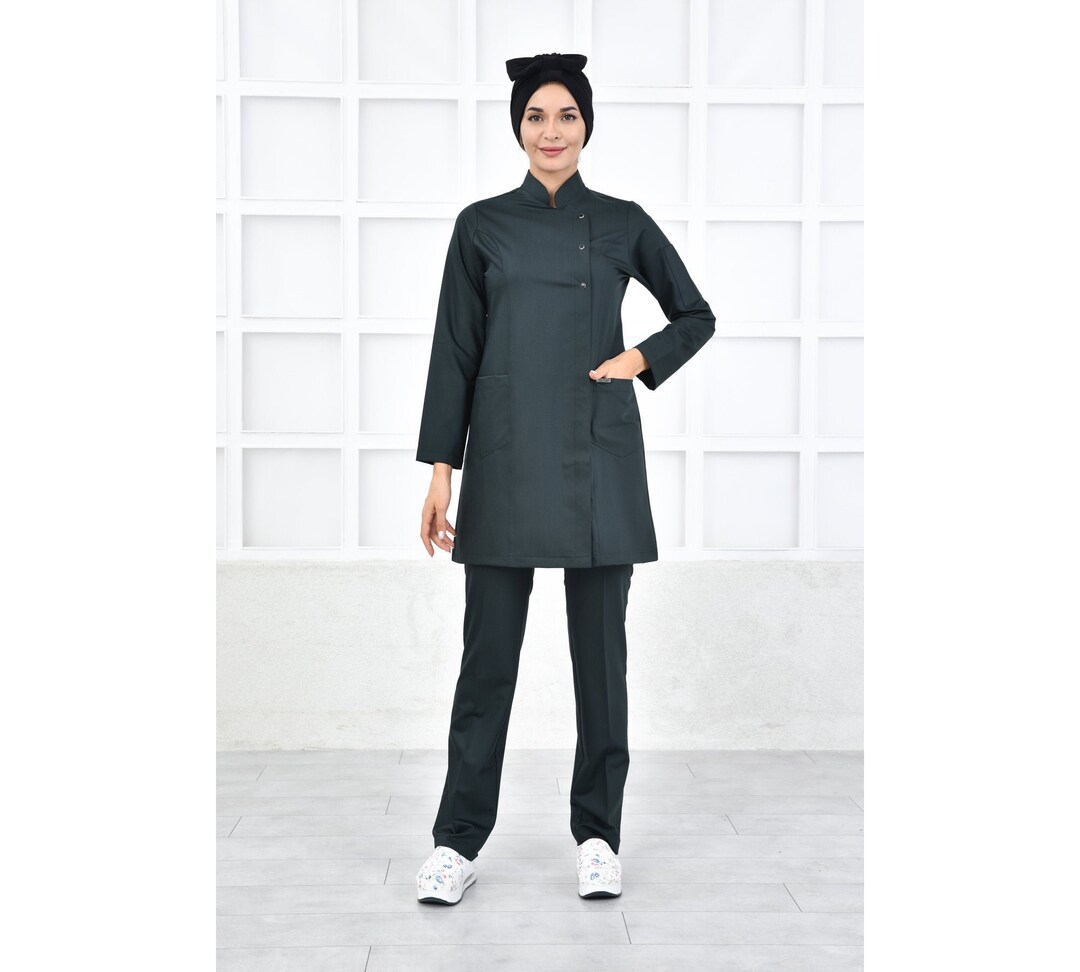 Muslim Scrubs Uniform, Hunter Green Nurse Uniform, Dentist Doctor ...