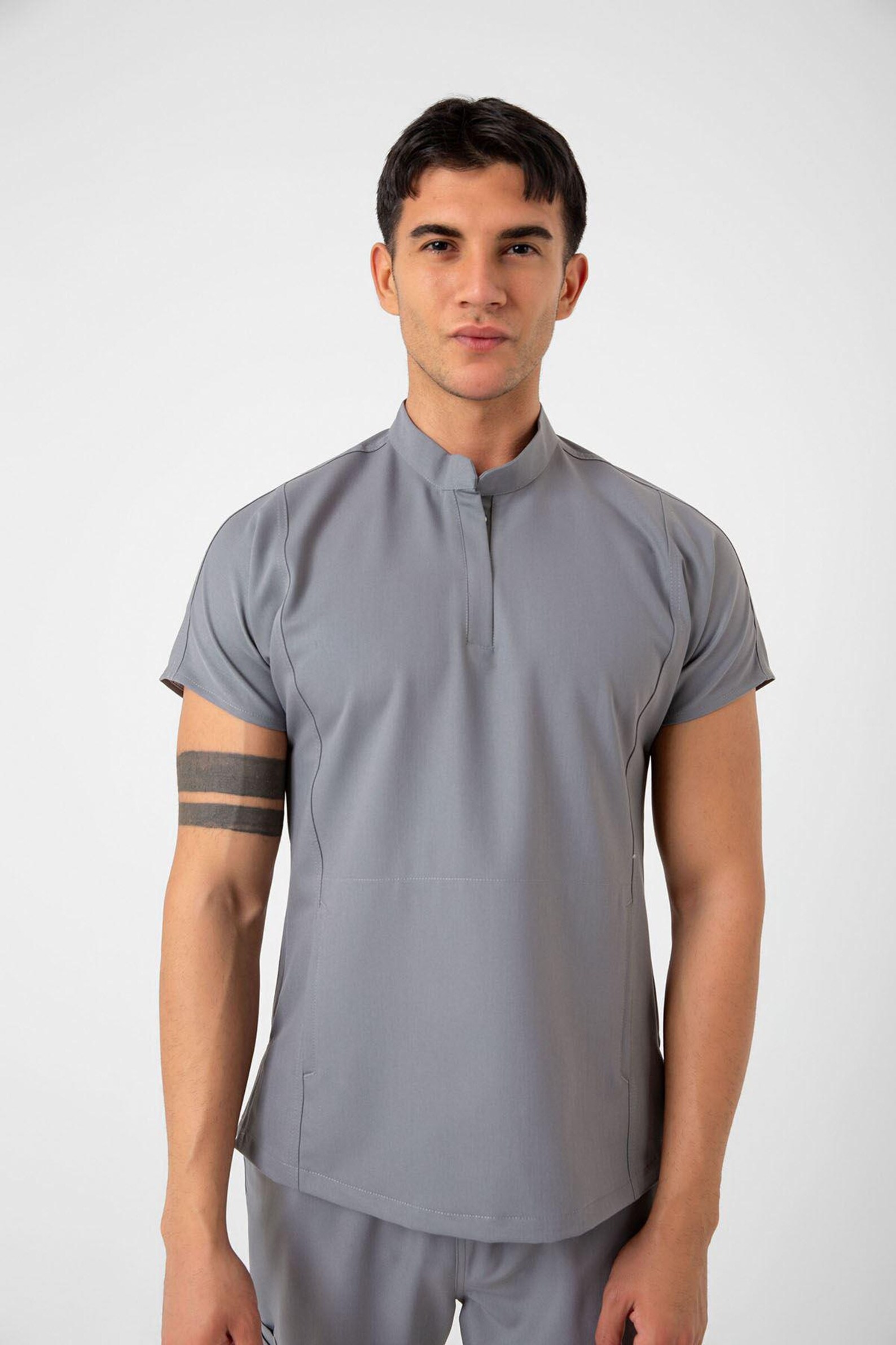 Modern Stone Gray Men's Scrub Set - Comfortable and Functional Medical ...