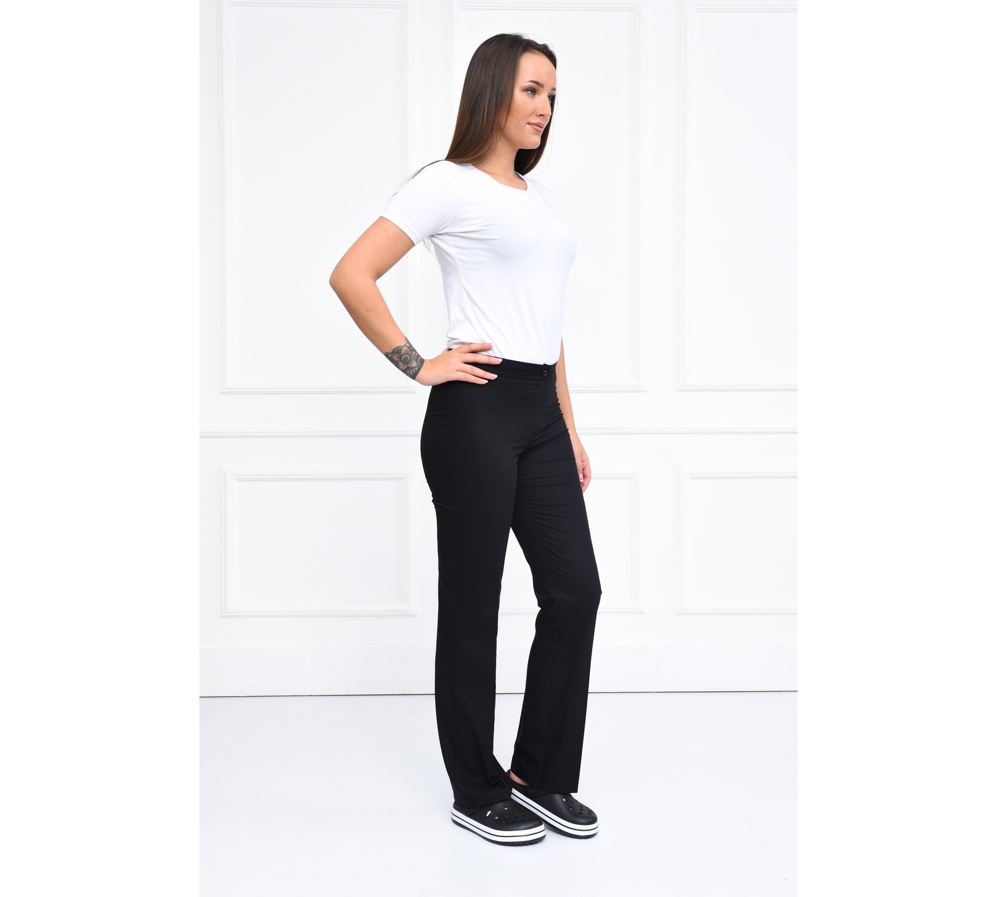 Nurse Doctor Scrubs Bottom, Black Medical Scrub Pants for Women, 4 Way ...