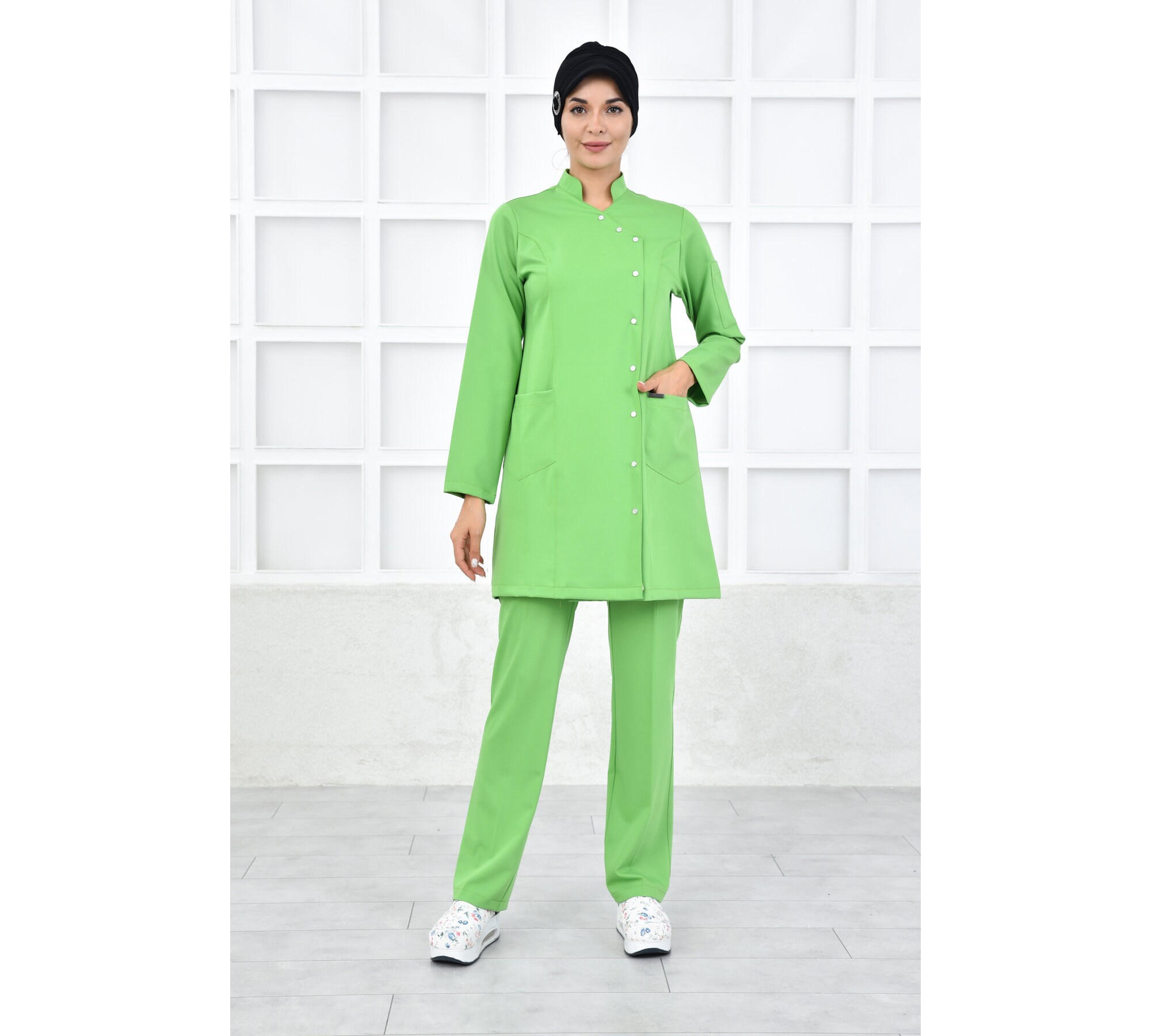 Muslim Scrubs Uniform Dark Pistachio Green Nurse Uniform - Etsy
